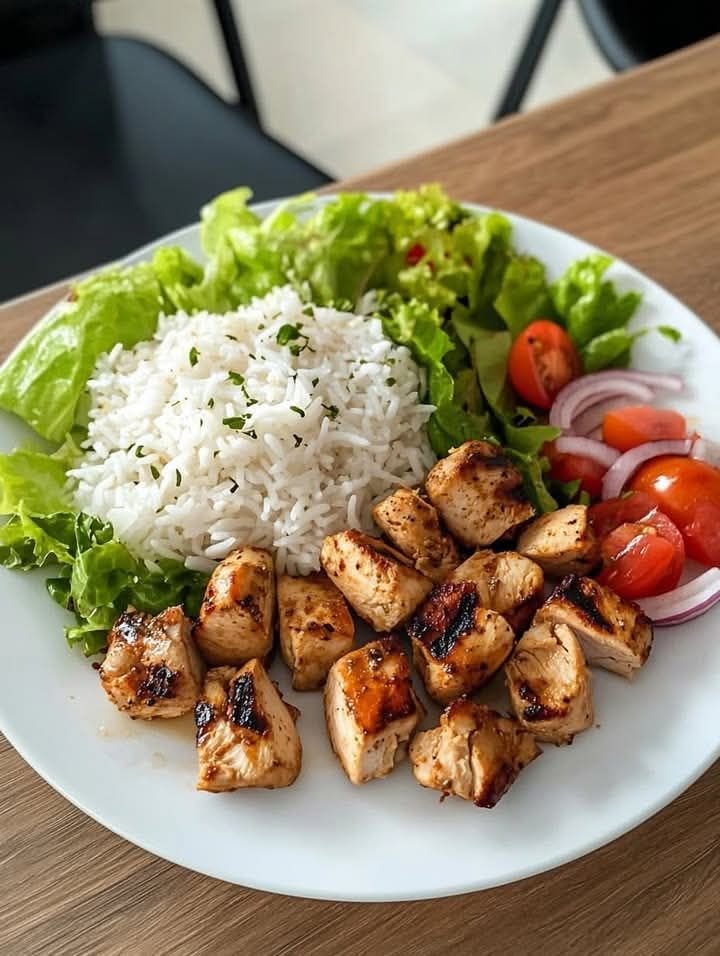 Grilled Chicken with White Rice & Fresh Salad – Healthy Recipes